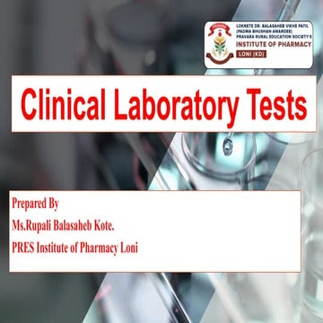 CLINICAL LABORATORY TESTS | PPTX
