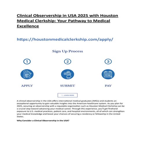 Clinical Observership in USA 2025 with Houston Medical Clerkship - 17 ...