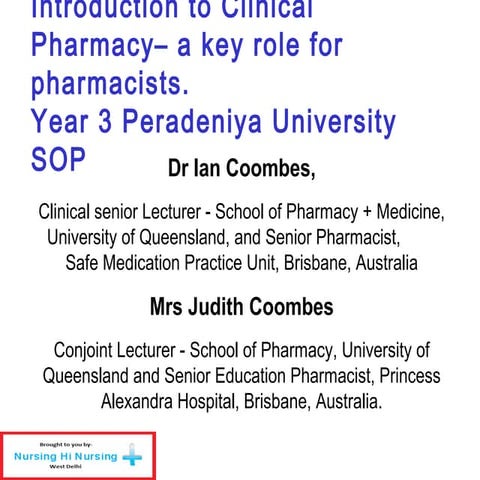 Clinical pharmacy– a key role | PPT