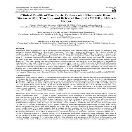 Clinical profile of paediatric patients with rheumatic heart disease at ...