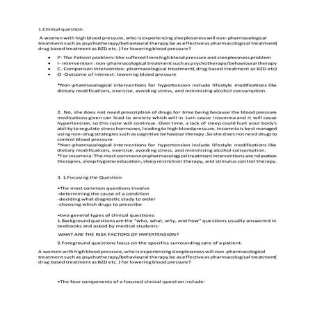 Clinical question- PICO question and answer | PDF