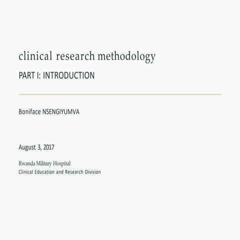 Clinical research methodology introduction | PDF