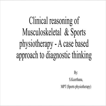 Clinical reasoning for Physiotherapist | PDF