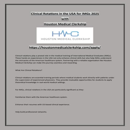 Clinical Rotations in the USA for IMGs with Houston Medical Clerkship.pdf
