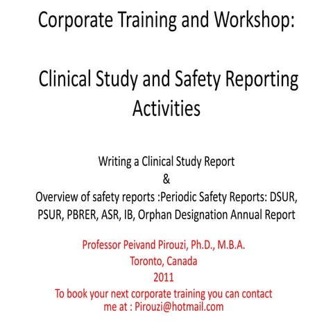 Guidelines for Preparation of Documents, Clinical Study Report Clinical ...