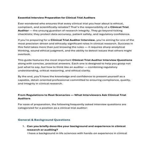 Audit and Inspection in Clinical Trial | PPT