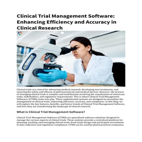 Top 10 Clinical Trial Management Software (CTMS) | The Lifesciences ...