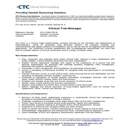 Clinical trial manager, biotherapeutics (contract) | PDF