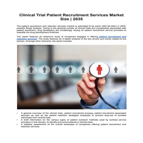 Clinical Trial Patient Recruitment Services Market Size | 2035 | PDF