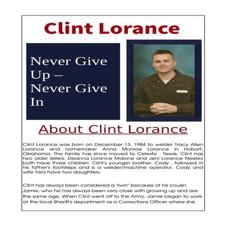 Clint lorance story | PDF