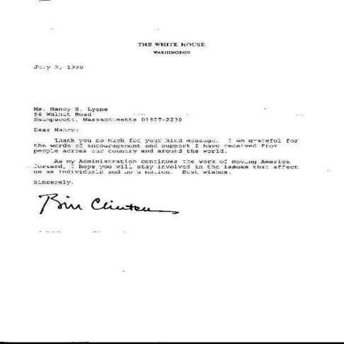 President Clinton's thank you letter | PDF