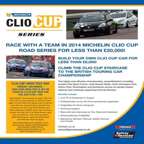 Race a season of Clio Cup Road Series for less than £20,000 | PDF
