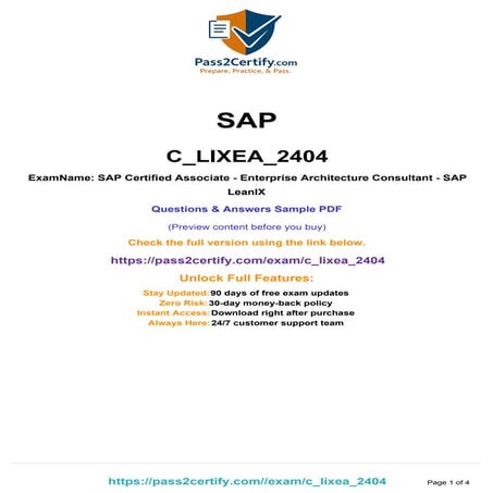 C_LIXEA_2404 Certification Exam – SAP Lean IX Enterprise Architecture | PDF
