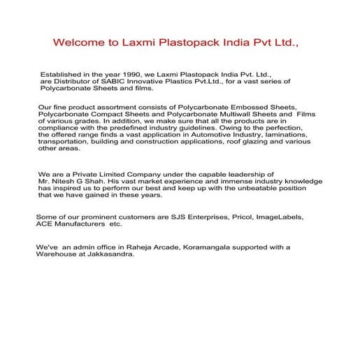 Laxmi plastopack india private limited