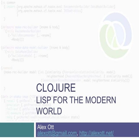 Clojure Lisp For The Modern World русская версия Ppt