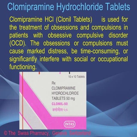Clomipramine Hydrochloride for Treatment of Depression & Obsessive ...