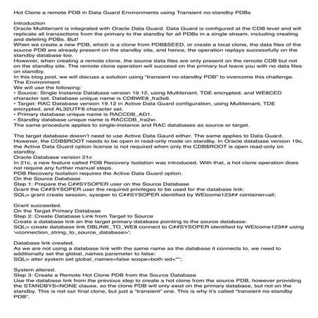 Clone A Remote Pdb In Data Guard Environments 19c 1698741799 Pdf