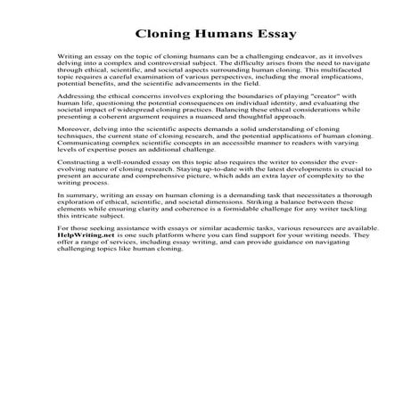 Cloning Humans Essay. Amberton University | PDF