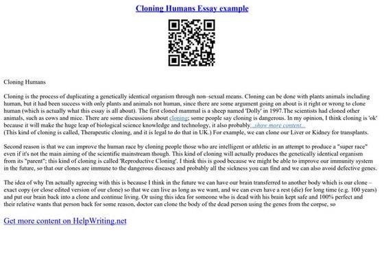 Human Cloning Essay | PPT