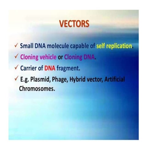 Cloning vectors.pptx | Genetics | Science