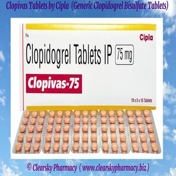 Clopivas Tablets by Cipla (Generic Clopidogrel Bisulfate Tablets) | PDF