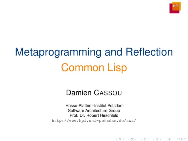 Metaprogramming and Reflection in Common Lisp | PPT Metaprogramming and Reflection in Common Lisp | PPT