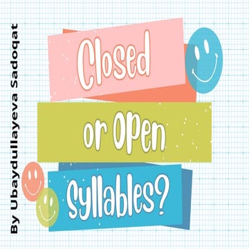 Closed or Open Syllables Questions Quiz Presentation in Colorful ...