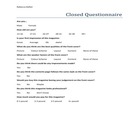 Closed and Open Questionnaire | DOCX