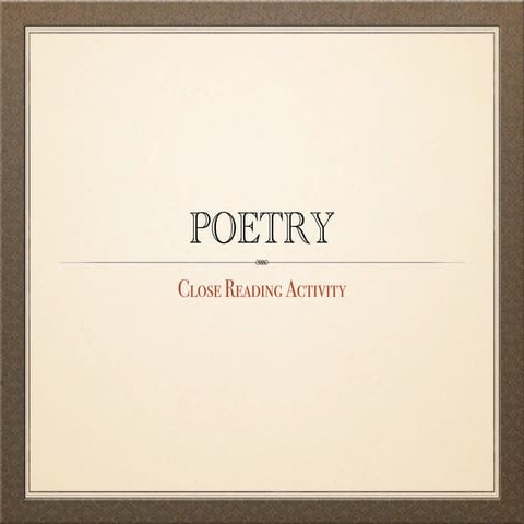Close reading of poem activity | KEY