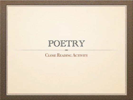 Close Reading Digital Poetry | PPT