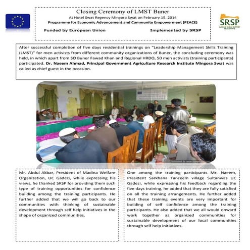 Closing ceremony of Leadership Management Skill Training Buner. | PDF