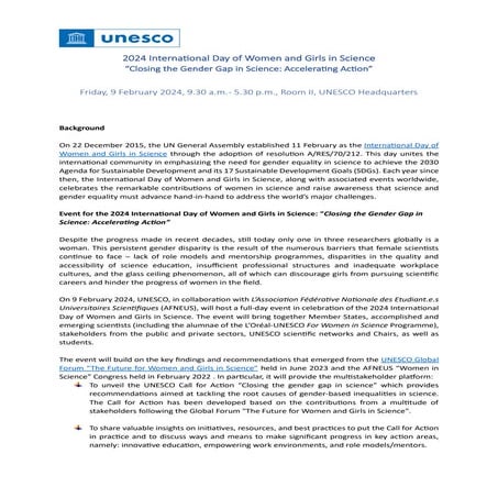 Closing the gender gap in science: Accelerating Action. | PDF