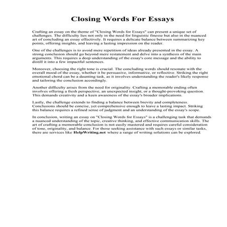 Closing Words For Essays | PDF