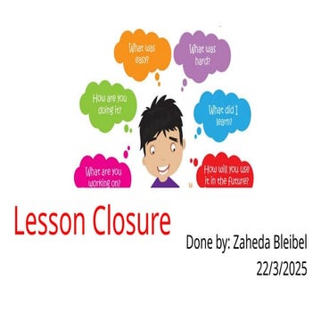 lesson closure ( end of lesson) workshop power point | PPTX