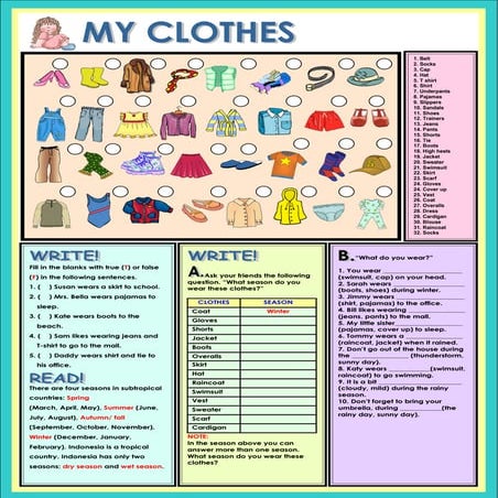 Clothes Vocabulary My Book Of Clothing Words | Printable Mini Books
