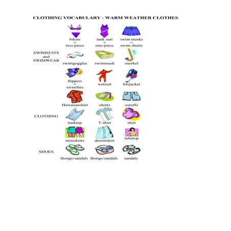 Clothing vocabulary | DOCX