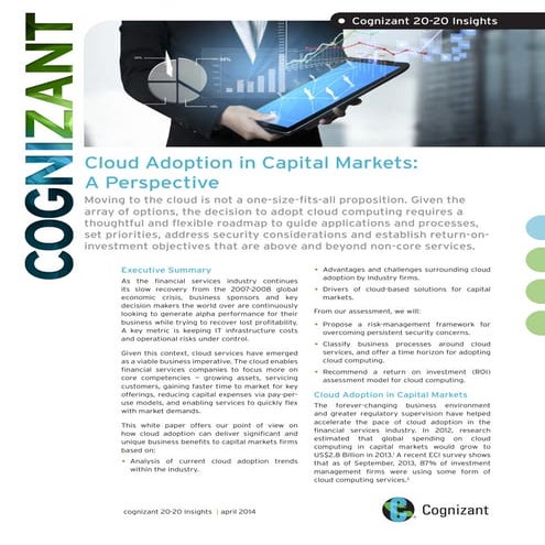 Cloud Adoption in Capital Markets: A Perspective | PDF