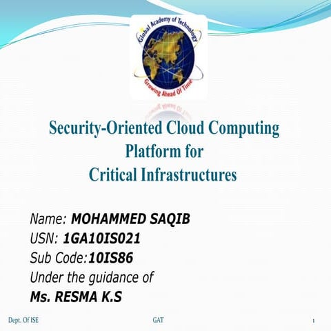 Cloud computing security- critical infrastructures | PPTX