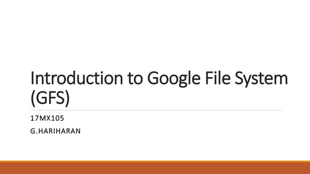Gfs And Hdfs Introduction Pptx Operating Systems Computer Software And Applications
