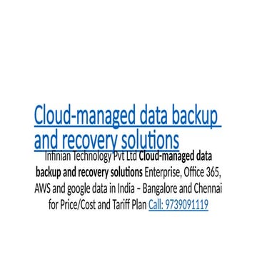 Cloud-managed Office 365, AWS & google Data Backup/Recovery | PPTX