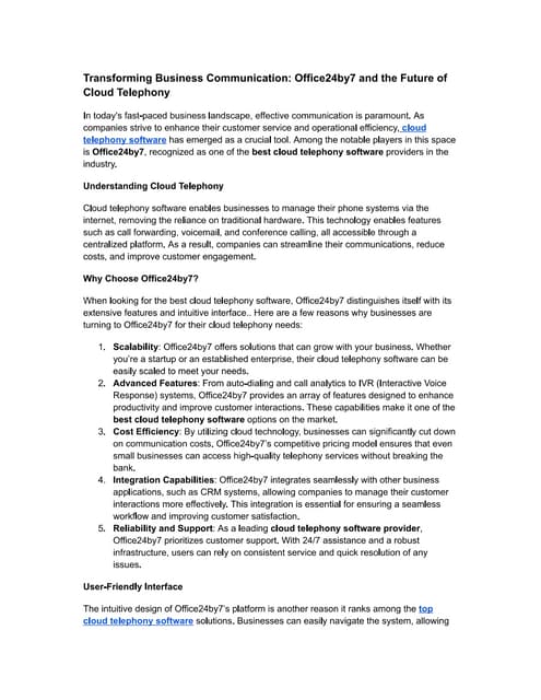 Office24by7: Revolutionizing Communication with Cloud Telephony ...