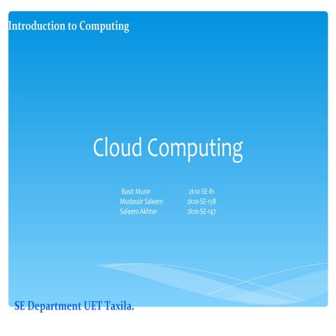 Cloud computing | PPT | Cloud Computing | Internet