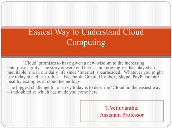 Cloud Computing for college presenation project. | PPTX | Cloud Computing | Internet