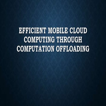 Cloud Computing For Mobile Users Can Offloading Computation Save Ener