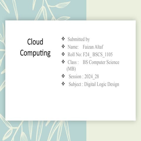Cloud Computing ..PPT ( Faizan ALTAF ).. | PPTX