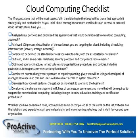 Cloud Computing Checklist | PPTX