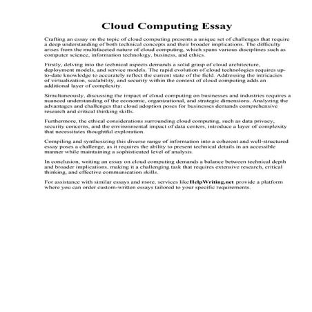 Cloud Computing Essay | PDF