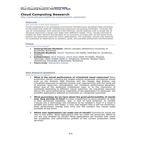 Cloud computingresearch | PDF