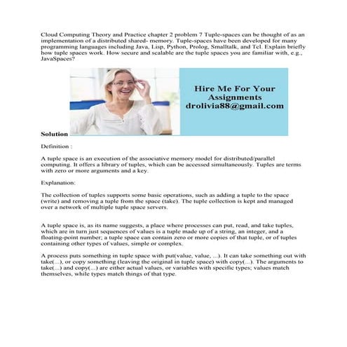 Cloud Computing Theory And Practice Chapter 2 Problem 7 Tuple Spaces Cdocx