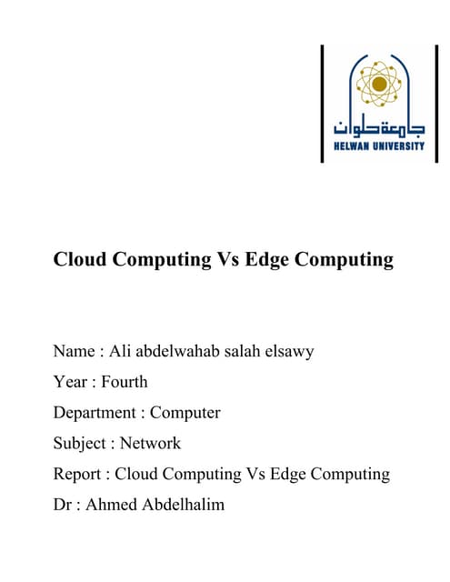 Edge Computing and Cloud Computing | PPTX